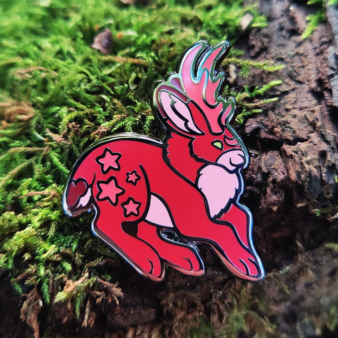 Blood Moon Jackalope • Glow in the Dark Enamel Pin - Etsy