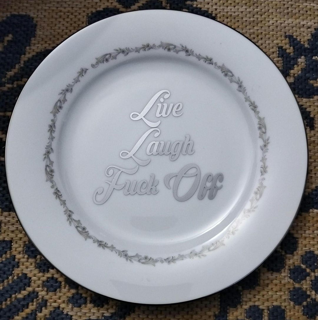 10.5" Cuss Word Swear Plate Live Laugh Fuck off Decorative Dinnerware ...
