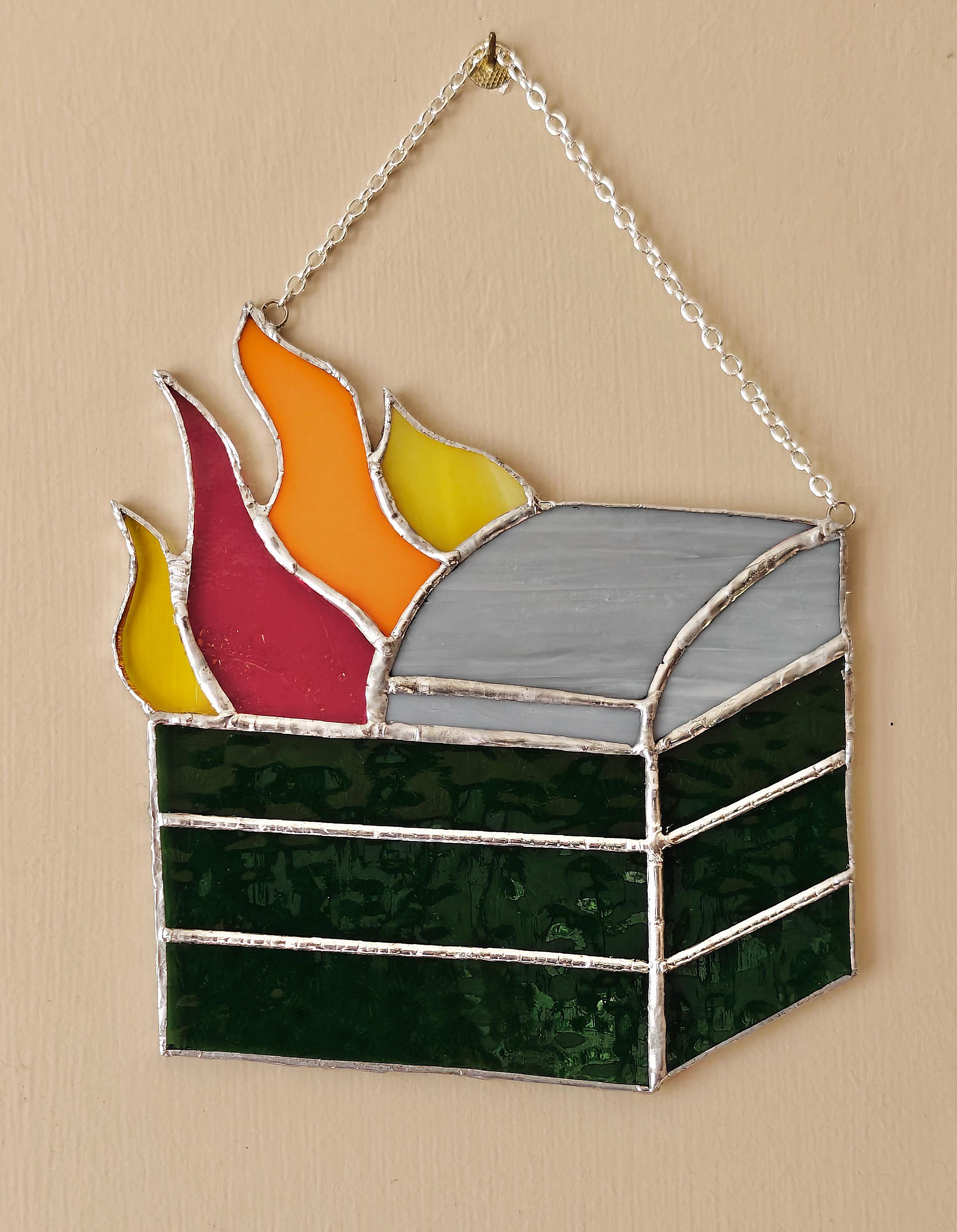 Dumpster Fire Stained Glass Suncatcher Sun Catcher Home Decor - Etsy