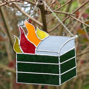 Dumpster Fire Stained Glass Suncatcher Sun Catcher Home Decor - Etsy