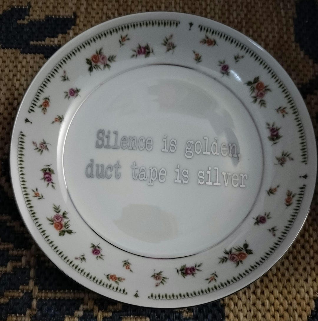 7.75" Cuss Word Swear Plate Dish Silence is Golden Duct Tape is Silver ...