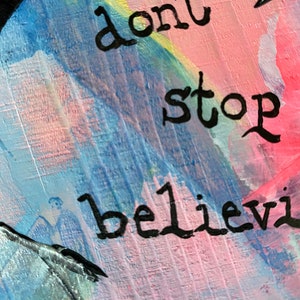 Don't Stop Believing Song Painting Abstract Uplifting Art on Wood - Etsy