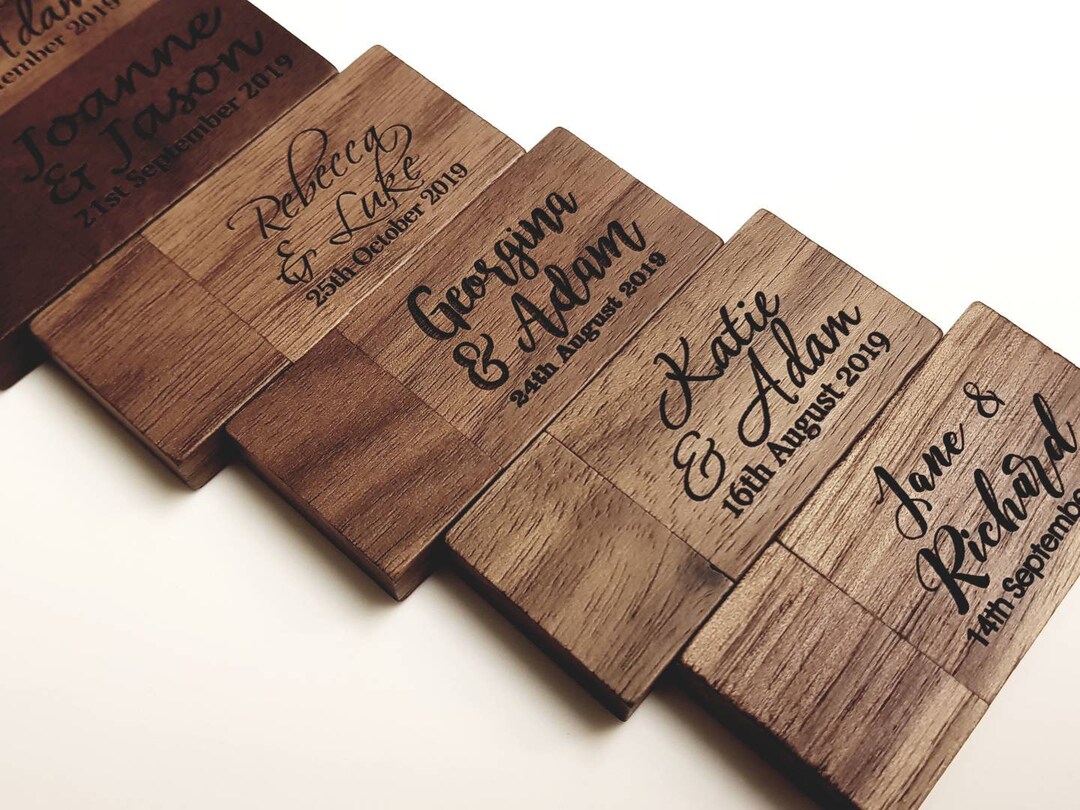 Walnut Wooden Block Logo Laser Engraved USB Flash Drive Etched ...