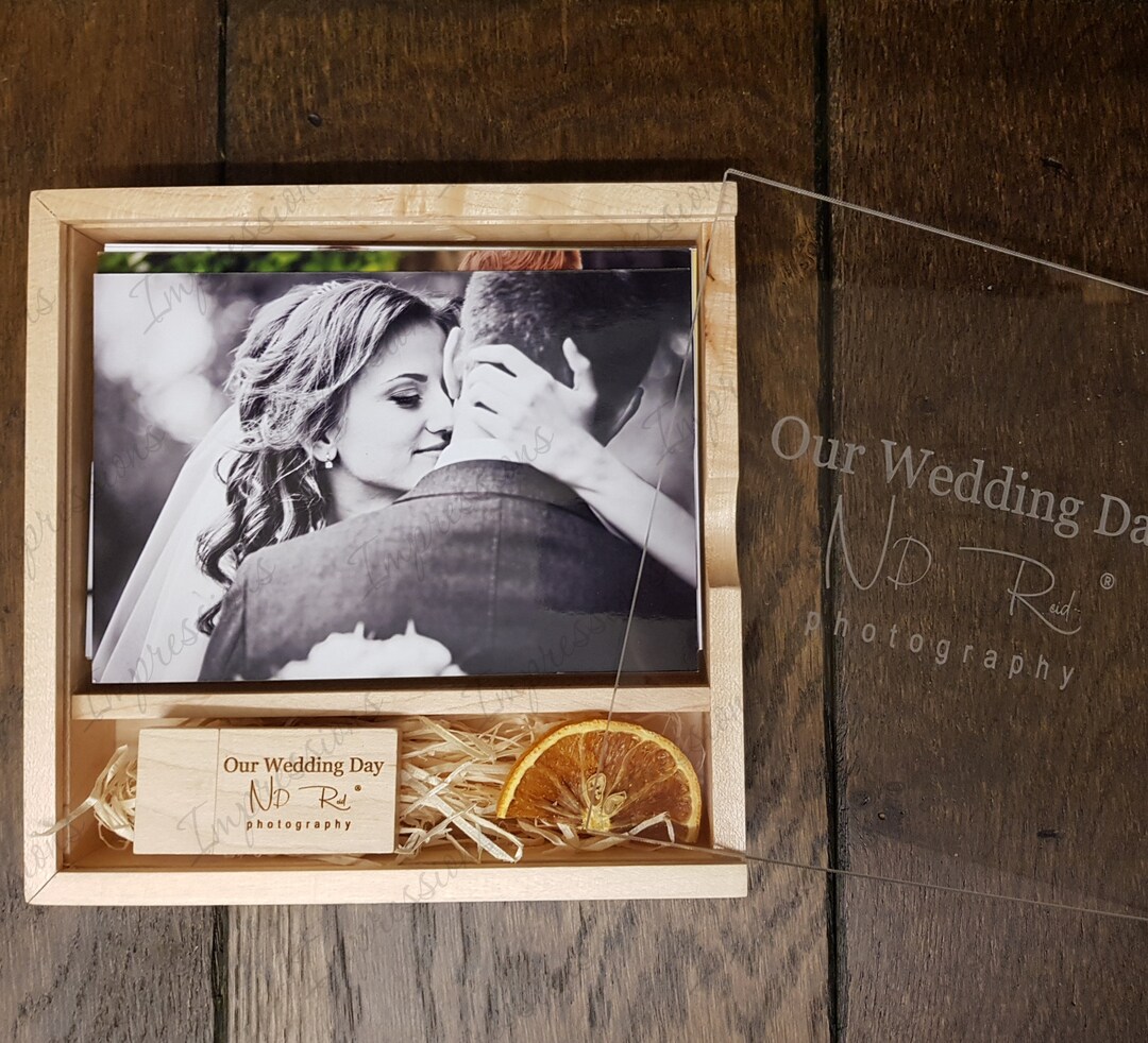 Maple Wood & Clear Acrylic Sliding Lid Wedding Photography 6x4 ...