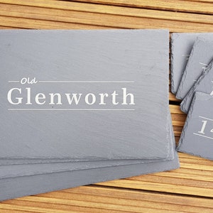 Personalised Family Name Slate Placemat and Coaster Set Laser Engraved ...