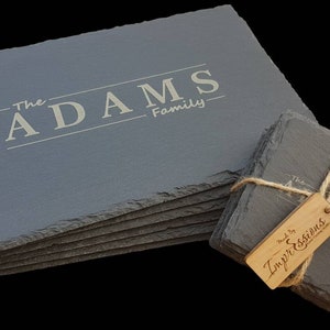 Personalised Family Name Slate Placemat and Coaster Set Laser Engraved ...