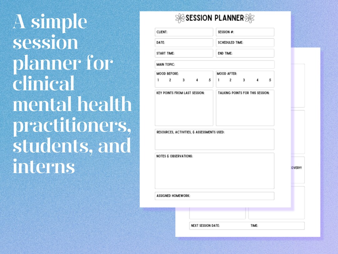 Counseling Session Planner Therapy Session Planner - Etsy