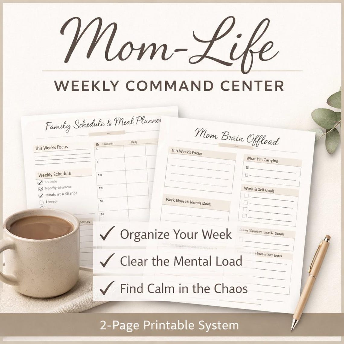 Mom-life Weekly Command Center Printable | Weekly Family Planner ...