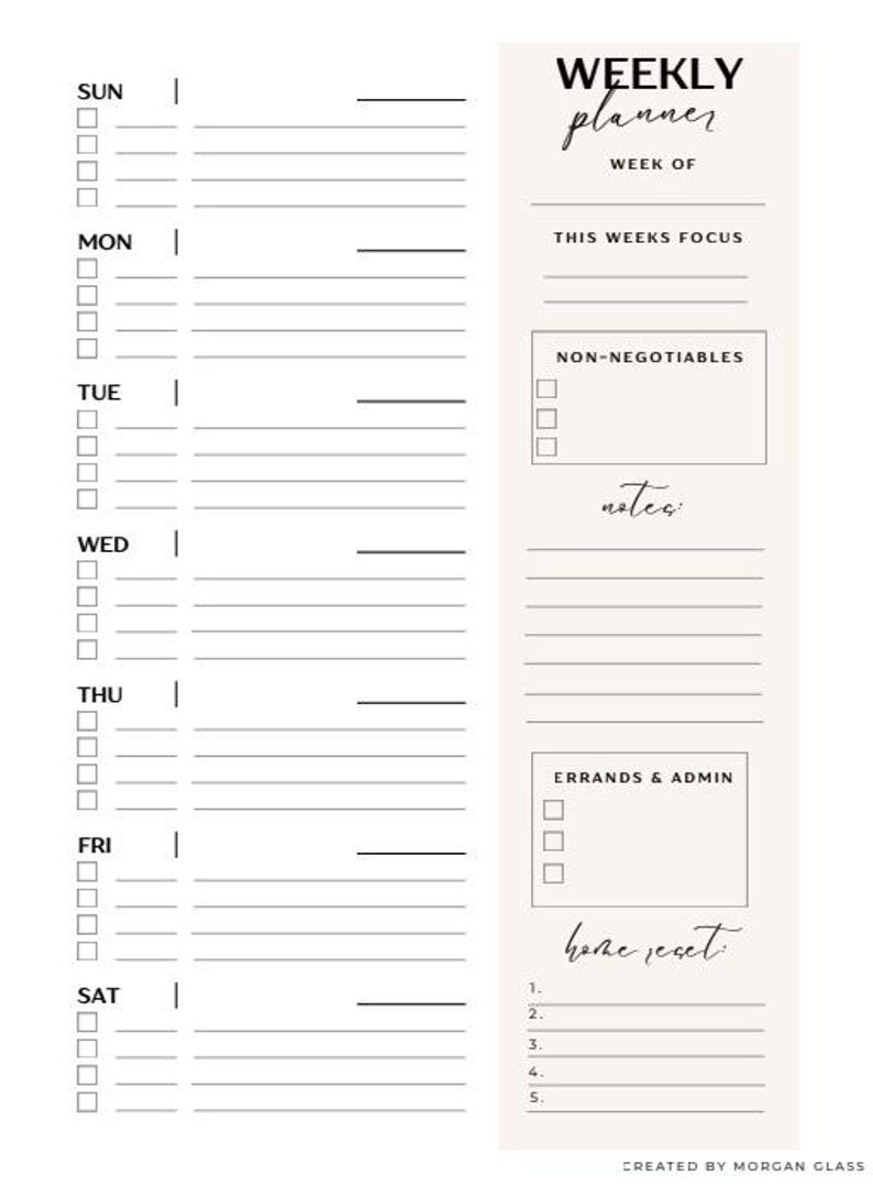 Mom-life Weekly Command Center Printable | Weekly Family Planner ...