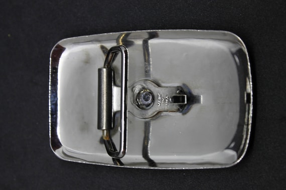 Vintage silver rectangular belt buckle. Engraved flo… - Gem