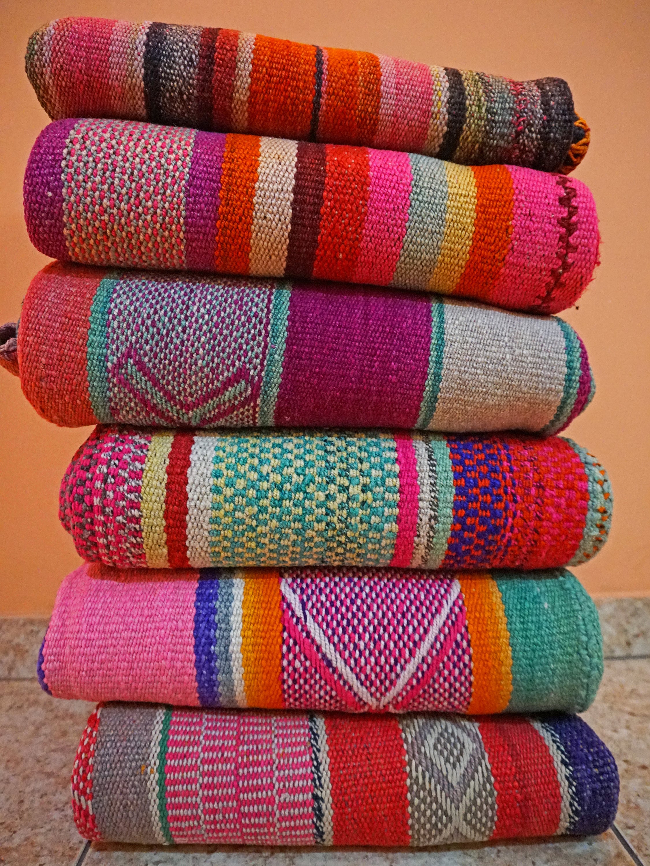 Peruvian Colorful Blankets / Carpet / Rug / Frazada / Handmade - Etsy