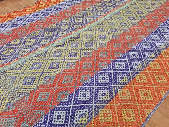 Peruvian Colorful Blanket / Carpet / Rug / Frazada / Handmade | Etsy