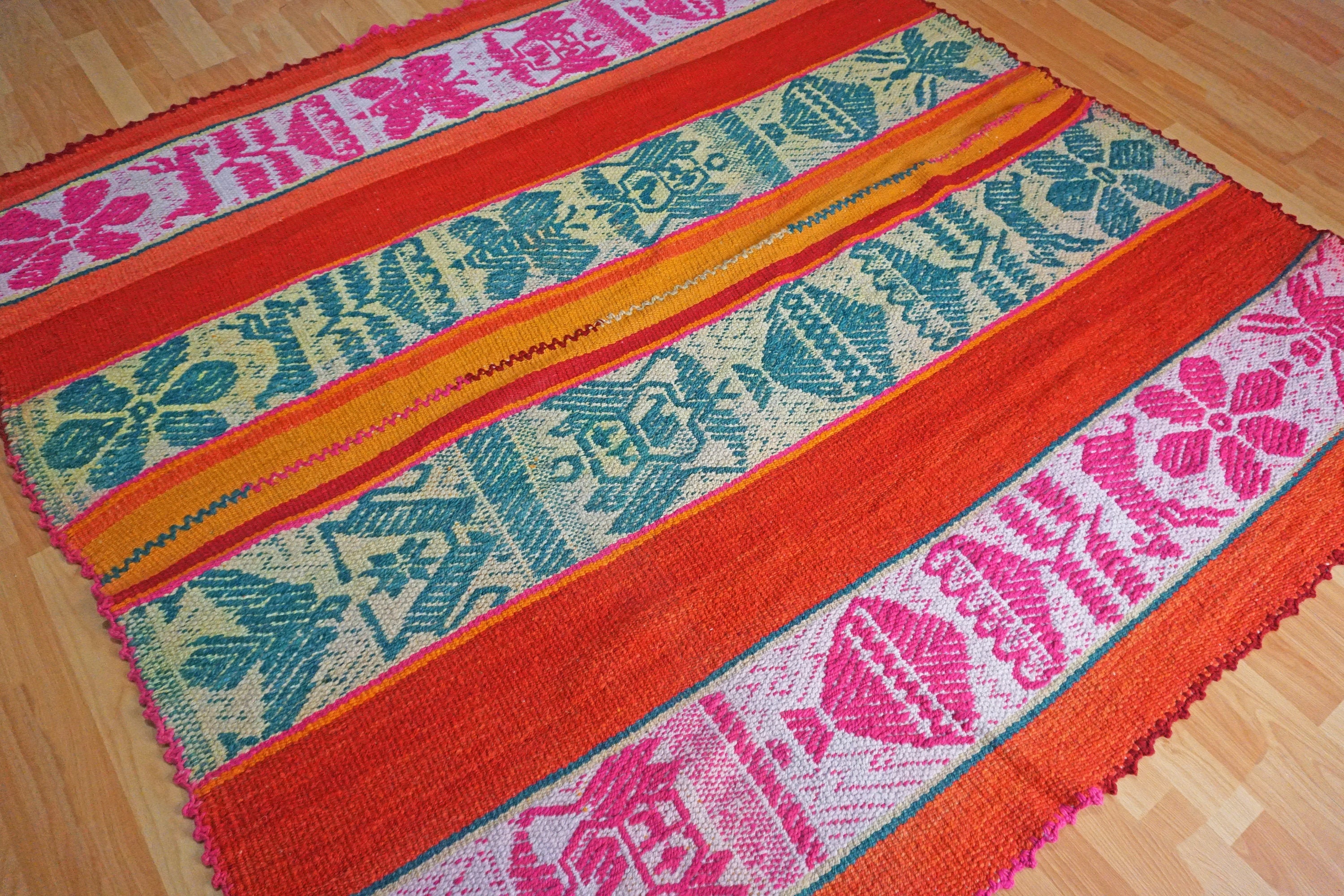Peruvian colorful blanket / peruvian patterns / carpet / Rug / | Etsy
