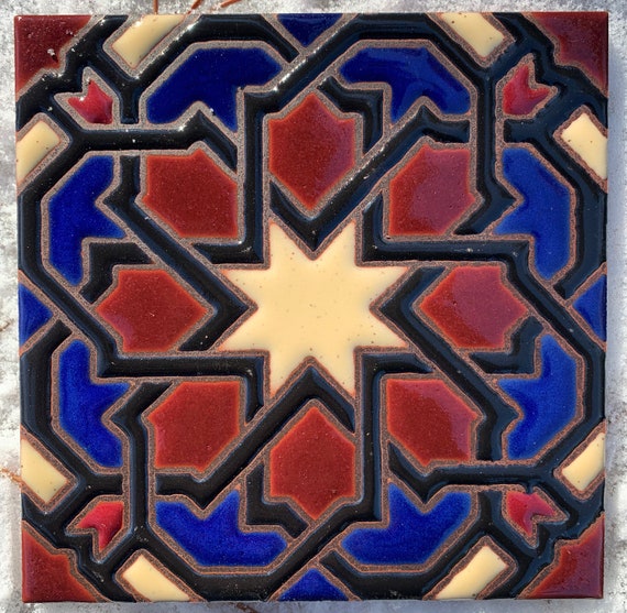 Hand Painted Rustic Craftsman Tile. Classic Design. 6x6 Pool | Etsy