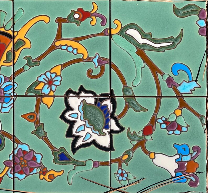 12"x 24" Hand Painted Repeating Pattern Tile Mural ~ Each Mural ...