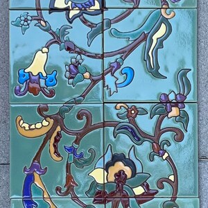 12x 24 Hand Painted Repeating Pattern Tile Mural Each Mural Consists of ...