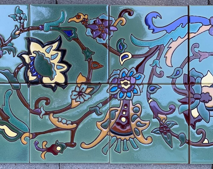 12x 24 Hand Painted Repeating Pattern Tile Mural - Etsy