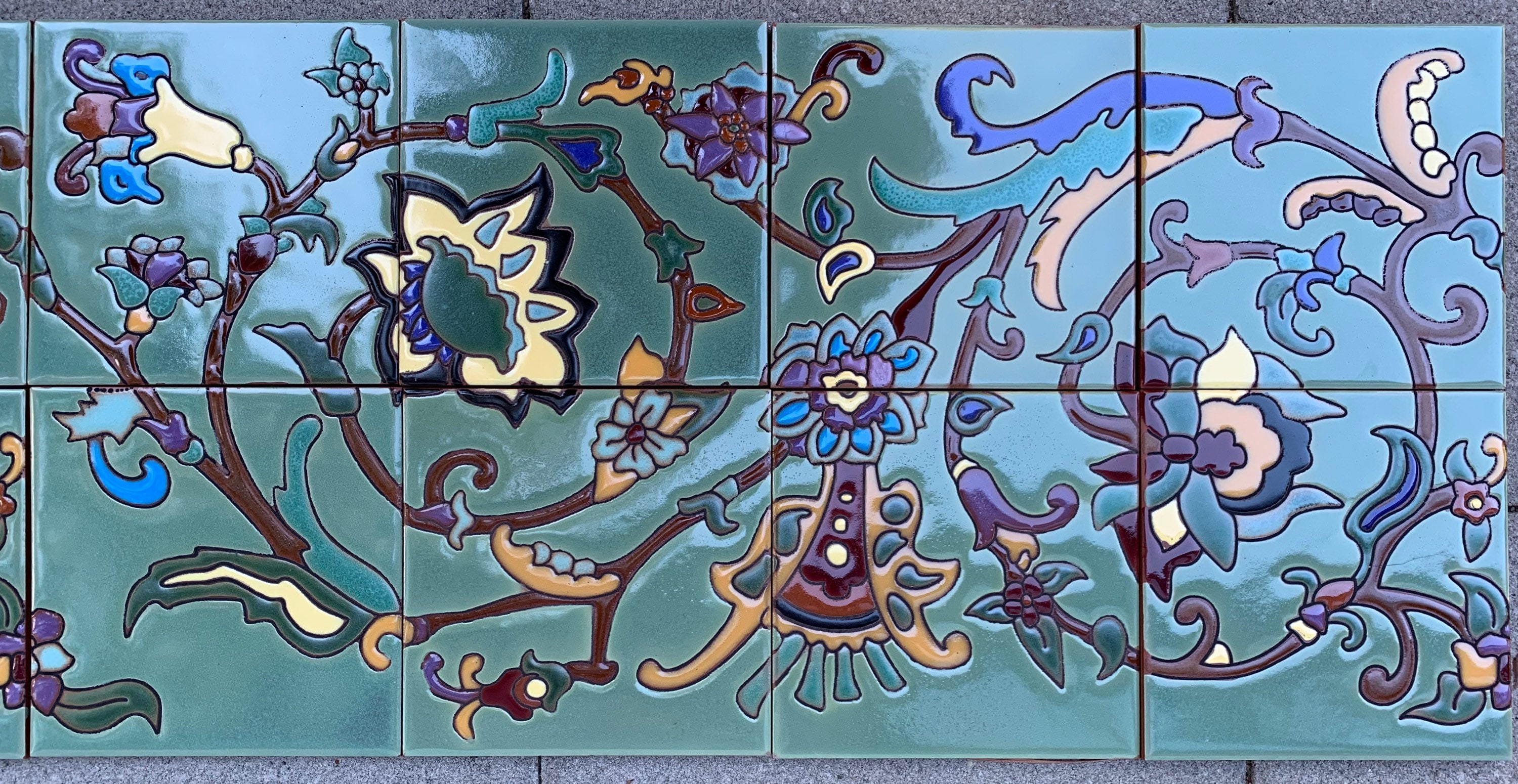 12x 24 Hand Painted Repeating Pattern Tile Mural ~ Each Mural Consists ...