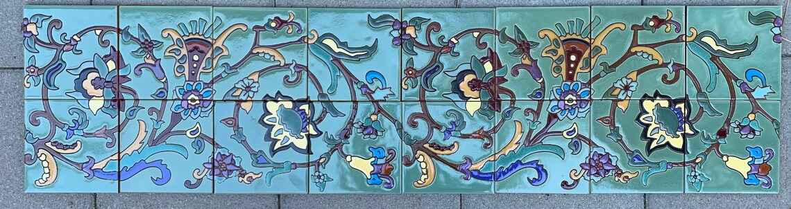 12x 24 Hand Painted Repeating Pattern Tile Mural - Etsy