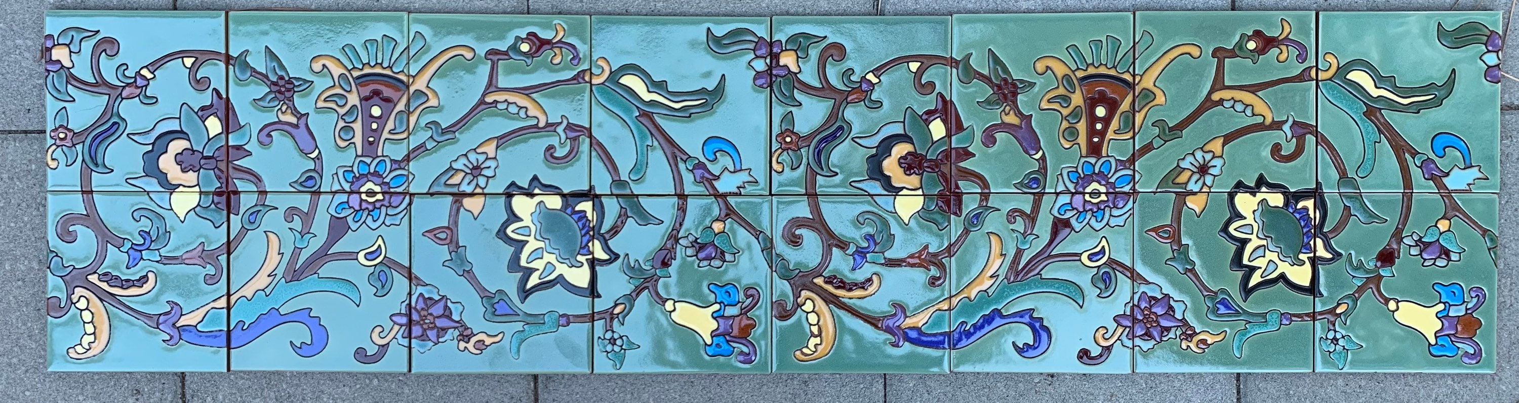 12x 24 Hand Painted Repeating Pattern Tile Mural ~ Each Mural Consists ...