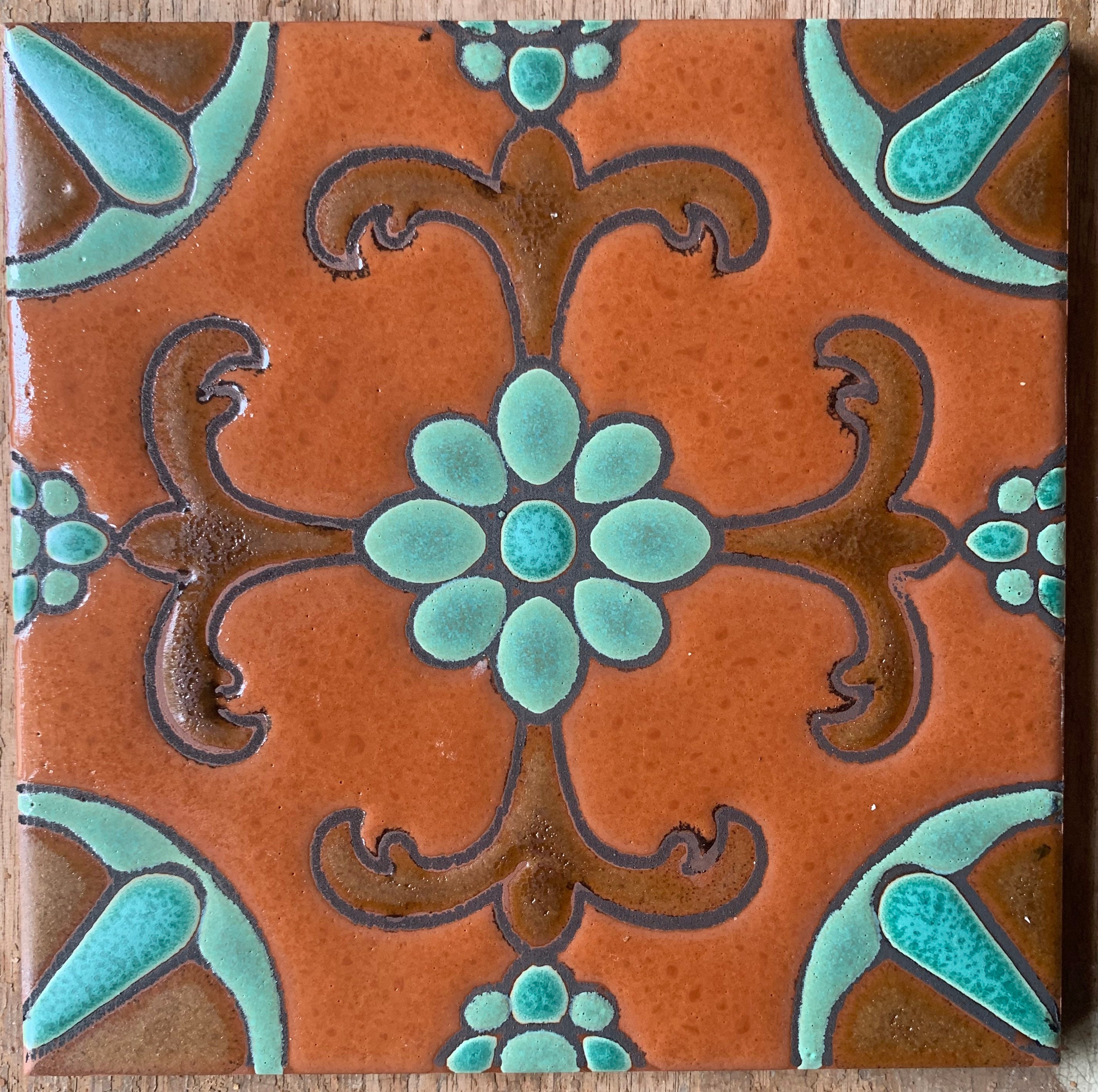 Decorative 6x6 Craftsmen Tile ~ Hand-Painted ~ Pool Safe ~ Wax Resist ...