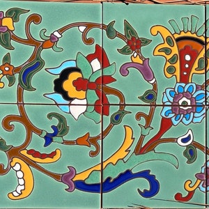 12"x 24" Hand Painted Repeating Pattern Tile Mural ~ Each Mural ...