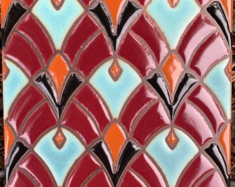 Decorative Hand-painted Tile. Egyptian Revival Art Deco | Etsy