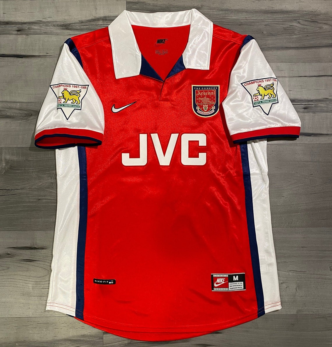 Arsenal home 1995 1996 Jvc Football shirt BERGKAMP 10 Retro | Etsy