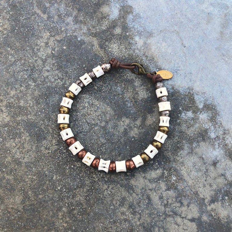 Bone Bracelet, Unisex Bead Bracelet, Bone Fish, Layer Bead Bracelet ...