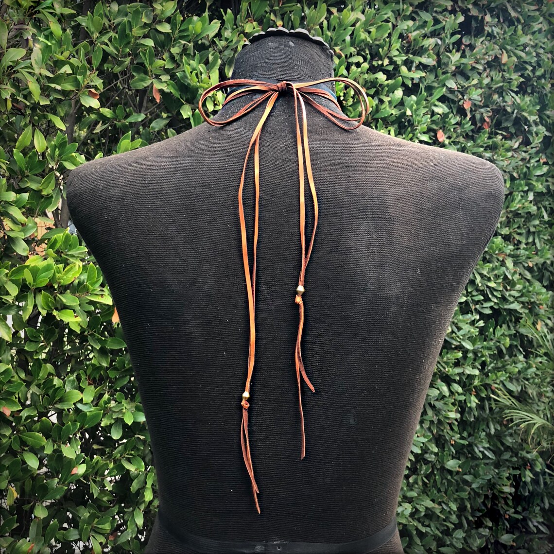 Adjustable Leather Necklace Leather Lariat Back Necklace | Etsy