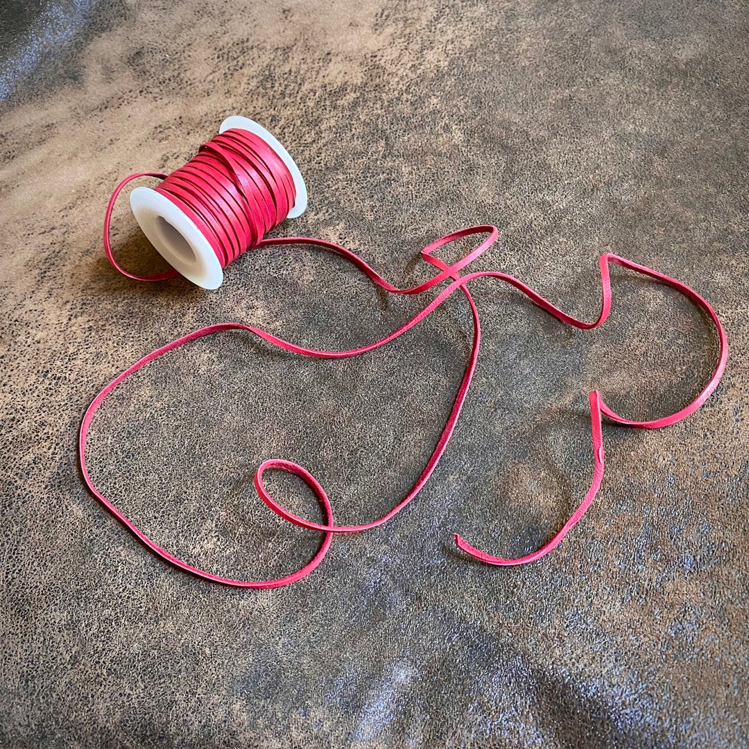 Bright Red Deerskin Leather Lace, 1/8" (3mm) Cherry Red Leather Cord by ...
