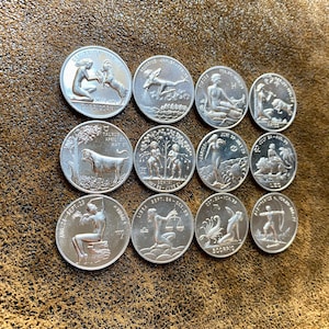 Zodiac Star Sign Coin, Astrology Sign Token, Vintage Aluminum Silver ...