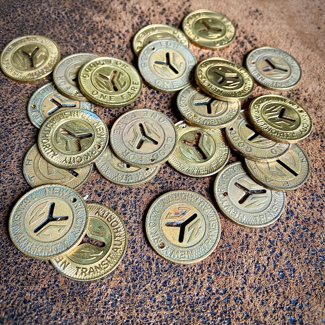 One (1) New York Subway Token, Quarter Size / Dime Size, NYC Transit ...