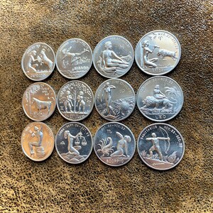 Zodiac Star Sign Coin, Astrology Sign Token, Vintage Aluminum Silver ...