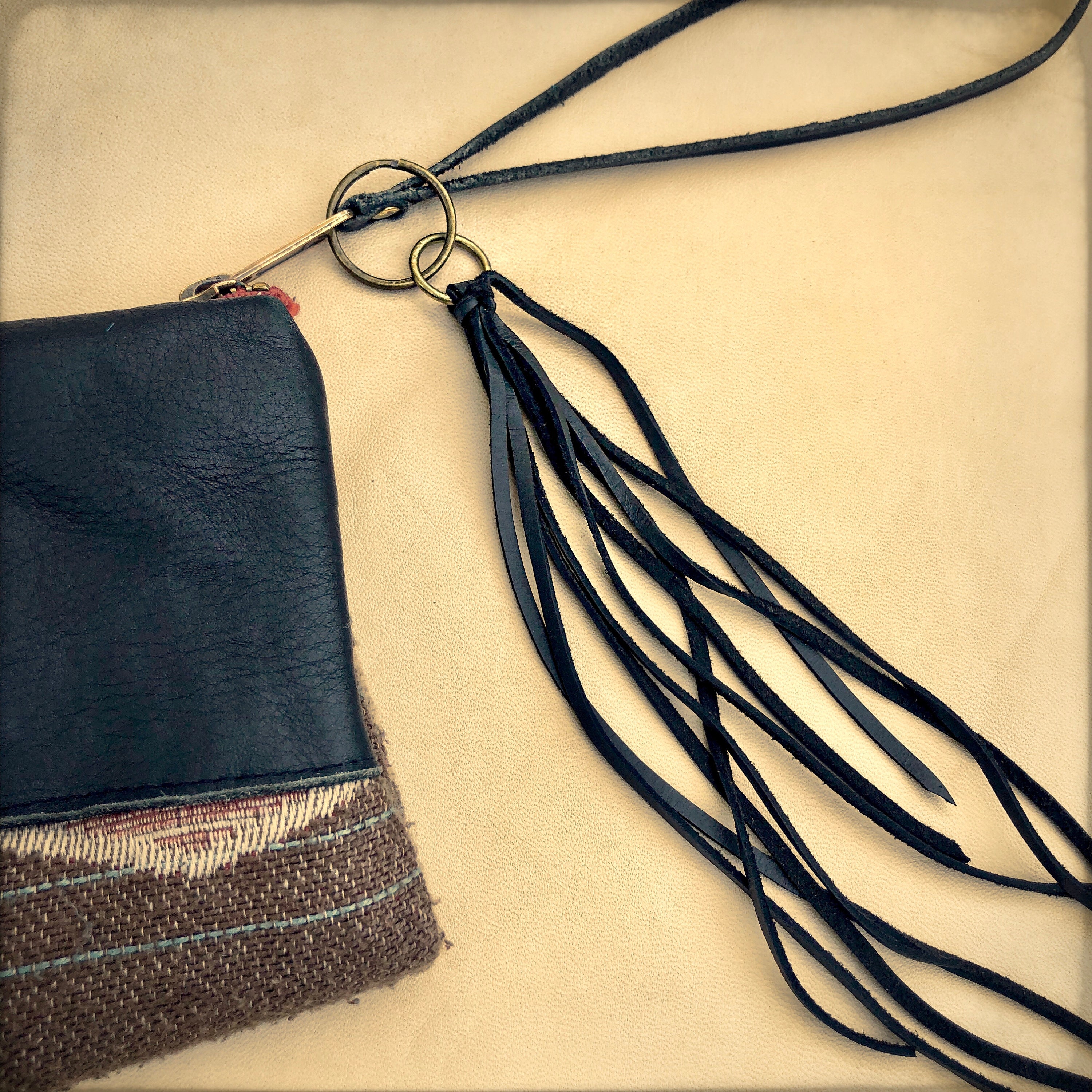 Black Leather Key Chain Tassel Key Fob Black Leather Tassel | Etsy