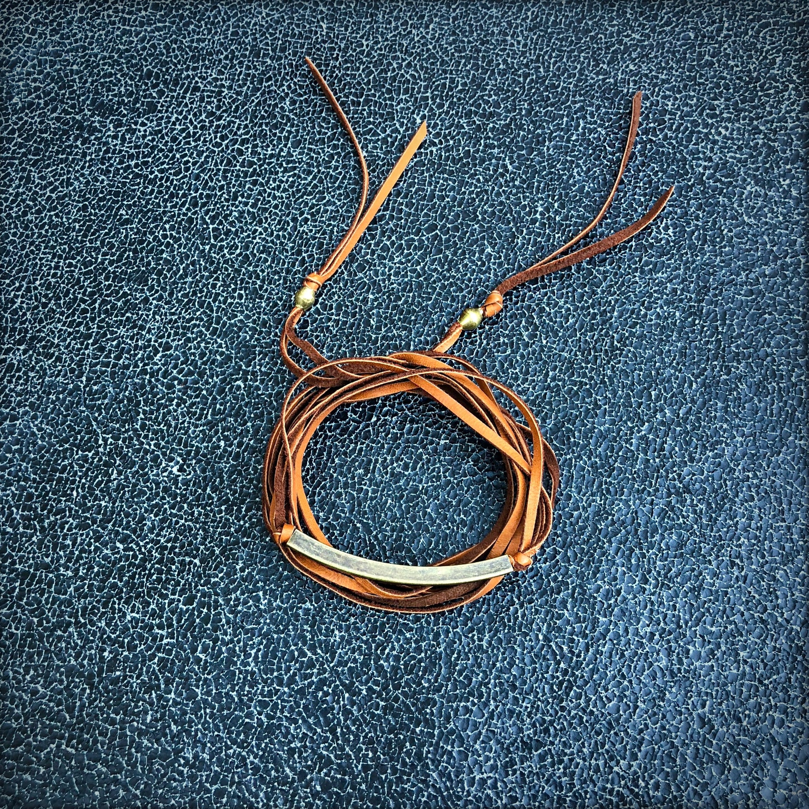 Adjustable Leather Necklace, Leather Lariat, Back Necklace, Leather Tan ...