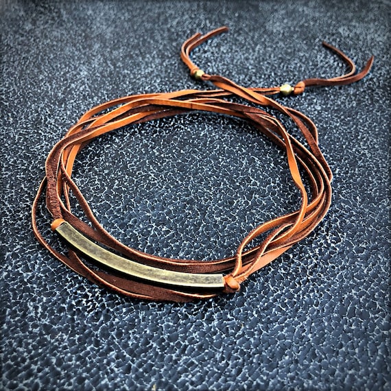 Adjustable Leather Necklace Leather Lariat Back Necklace | Etsy