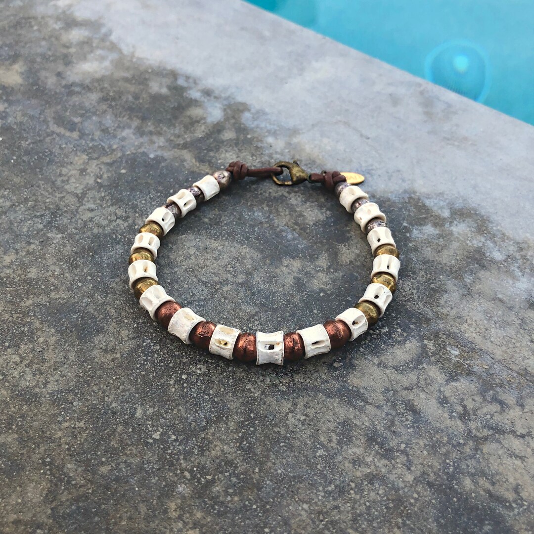 Bone Bracelet, Unisex Bead Bracelet, Bone Fish, Layer Bead Bracelet ...