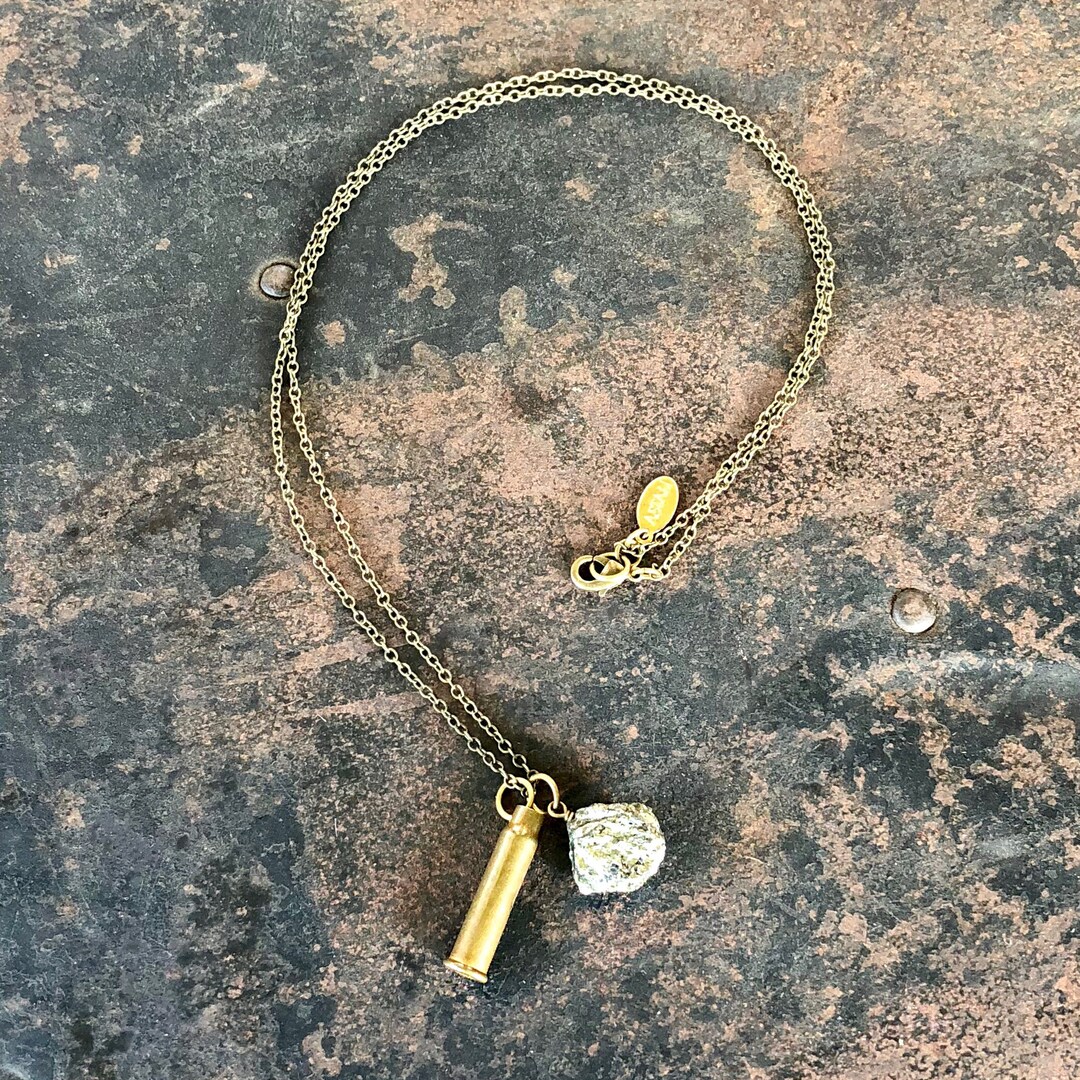Recycled Bullet, Pyrite Necklace, Bullet Casing Jewelry, Necklace ...
