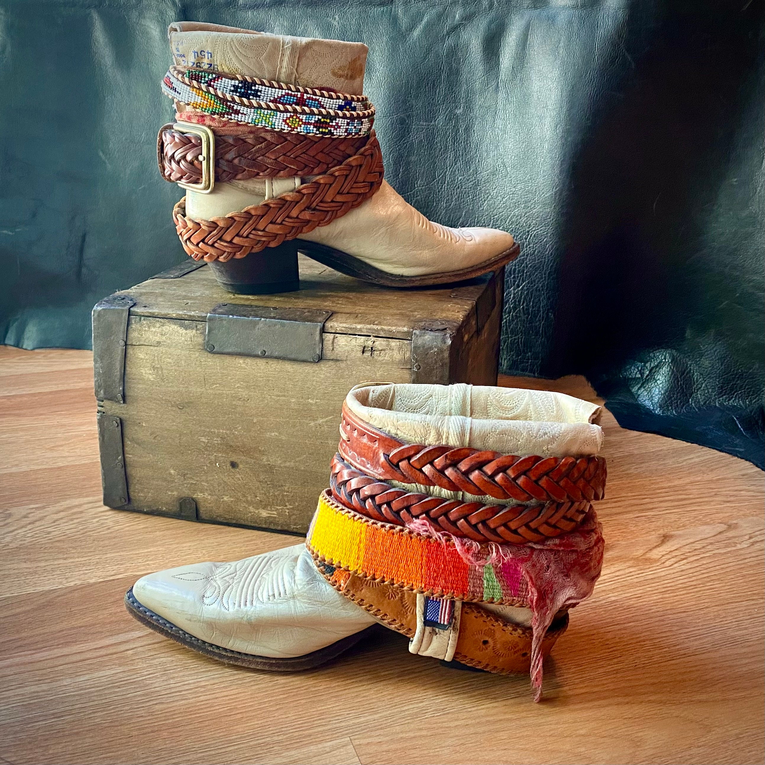 Vintage Dan Post Western Style Ankle Boots With OOAK Custom Boot Wraps ...