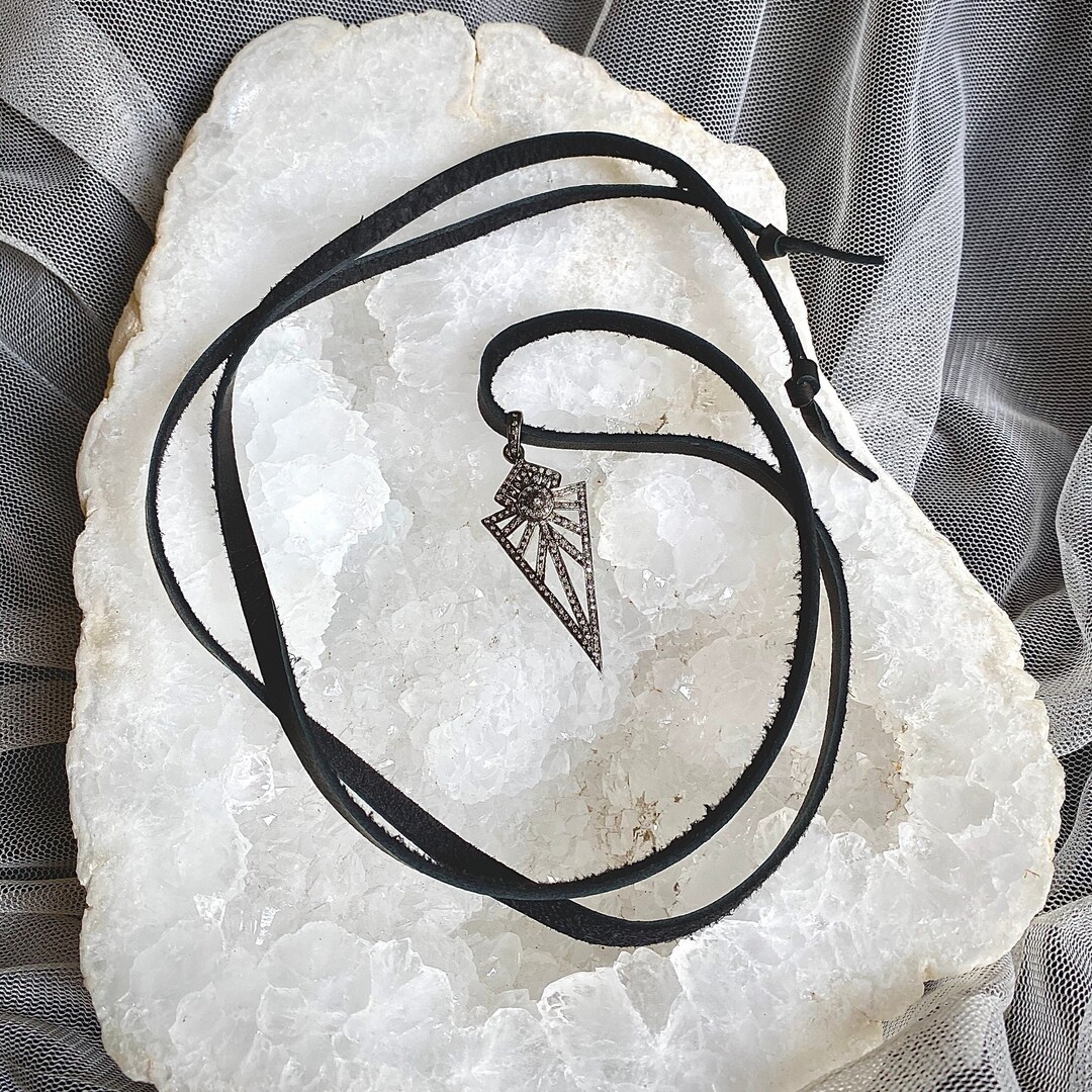 Pave Diamond Arrowhead Statement Necklace, Rose Cut Conflict Free Polki ...