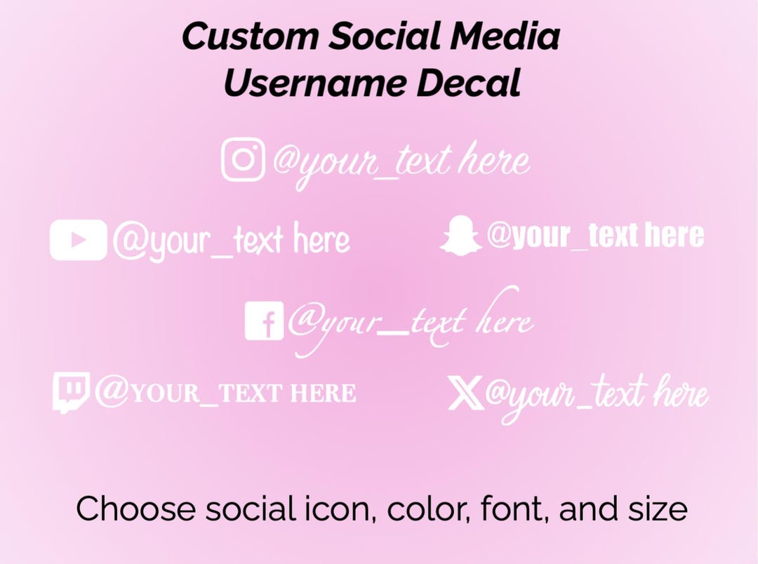 Custom Social Media Username Decal, Car Window Decals - Etsy