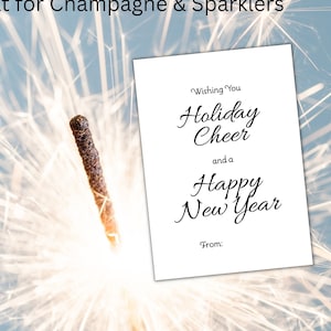 Holiday Cheer Gift Tag Template Printable Gold NYE Favor Tags Editable ...