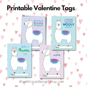 Printable Classroom Valentine Card for Kids Llama Valentine Valentine ...