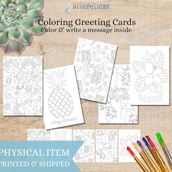 Birthday Card to Color Adults - Etsy