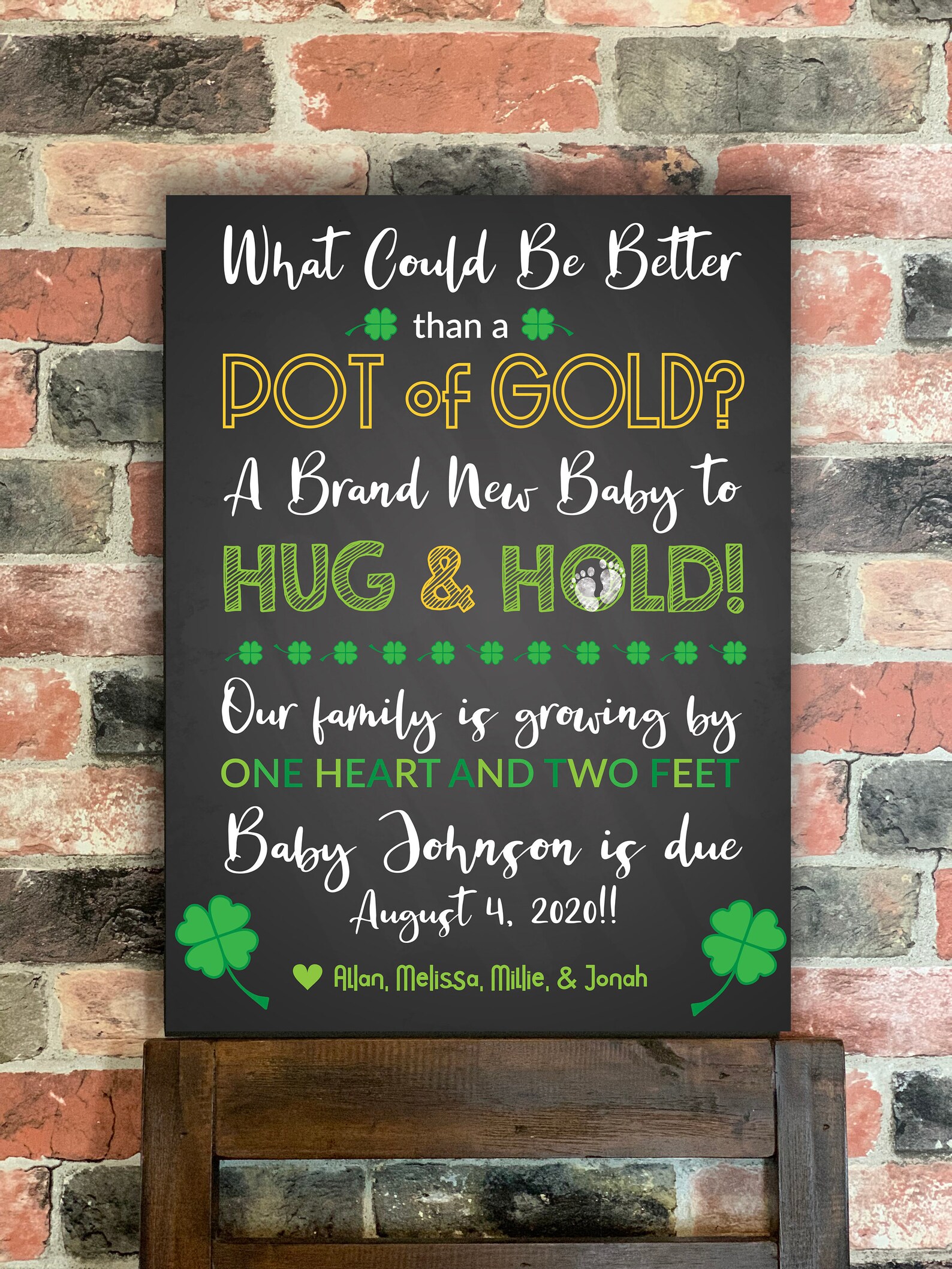 March Baby Announcement St. Patricks Day Baby Sign Digital - Etsy