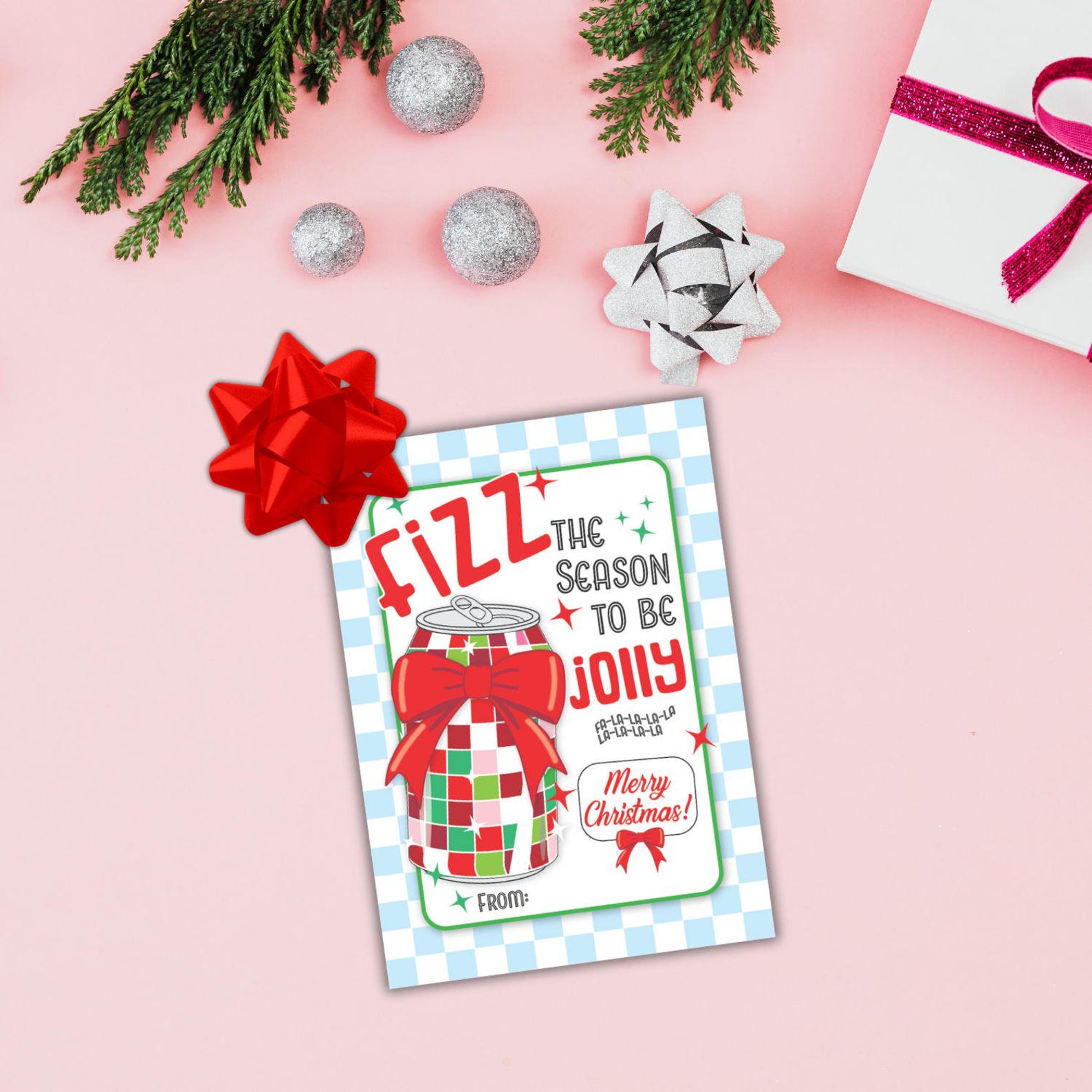 Printable Christmas Gift Tag, Fizz the Season to Jolly Soda Pop Tag for ...