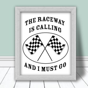 Race Car Wall Art Printable Cars Sign the Raceway is | Etsy