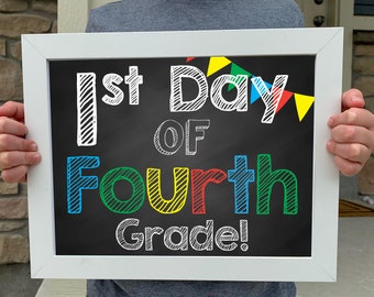 First Day of School Printable Sign First Day of Fourth Grade - Etsy