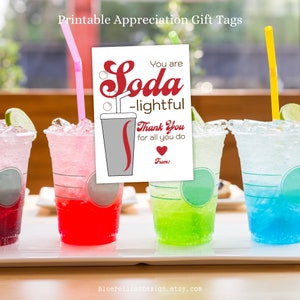 Soda-lightful Appreciation Gift Tags – Printable Thank You (digital ...